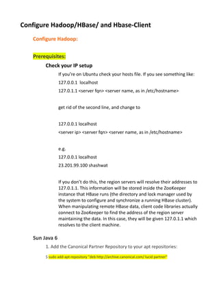 Configure h base hadoop and hbase client | PDF