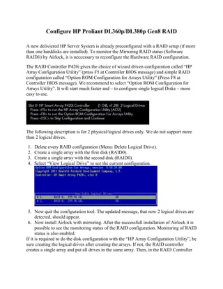 Configure HP Proliant DL360p - DL 380p Gen8 RAID | PDF