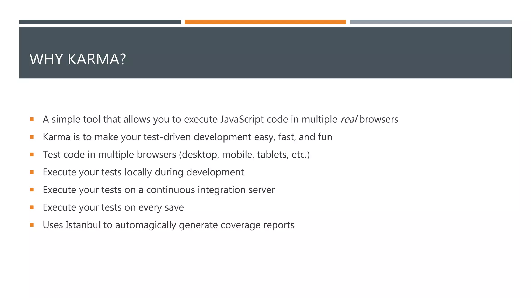 Configure Jasmine And Karma For Code Coverage Pptx Web Development