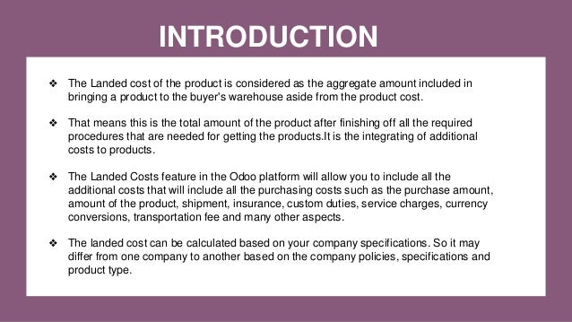 Configure Landed Costs in Odoo 15 | PPTX | Business | Business and Finance