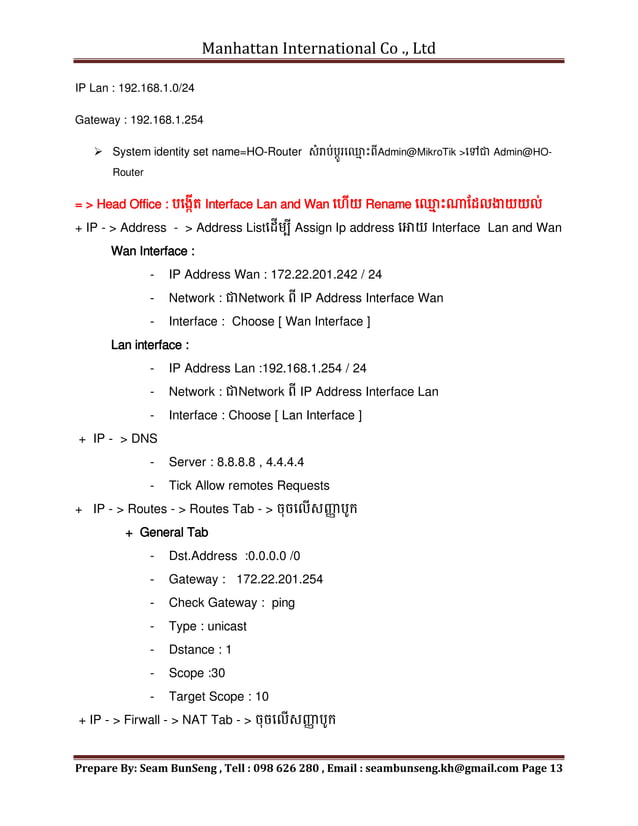 Configure Mikrotik Khmer.pdf | Computer Networking | Computing