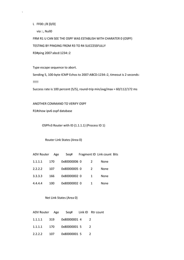 Configure ospf v3 single areaa | PDF