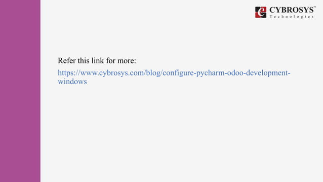 How to configure PyCharm for Odoo development in Windows? | PPT