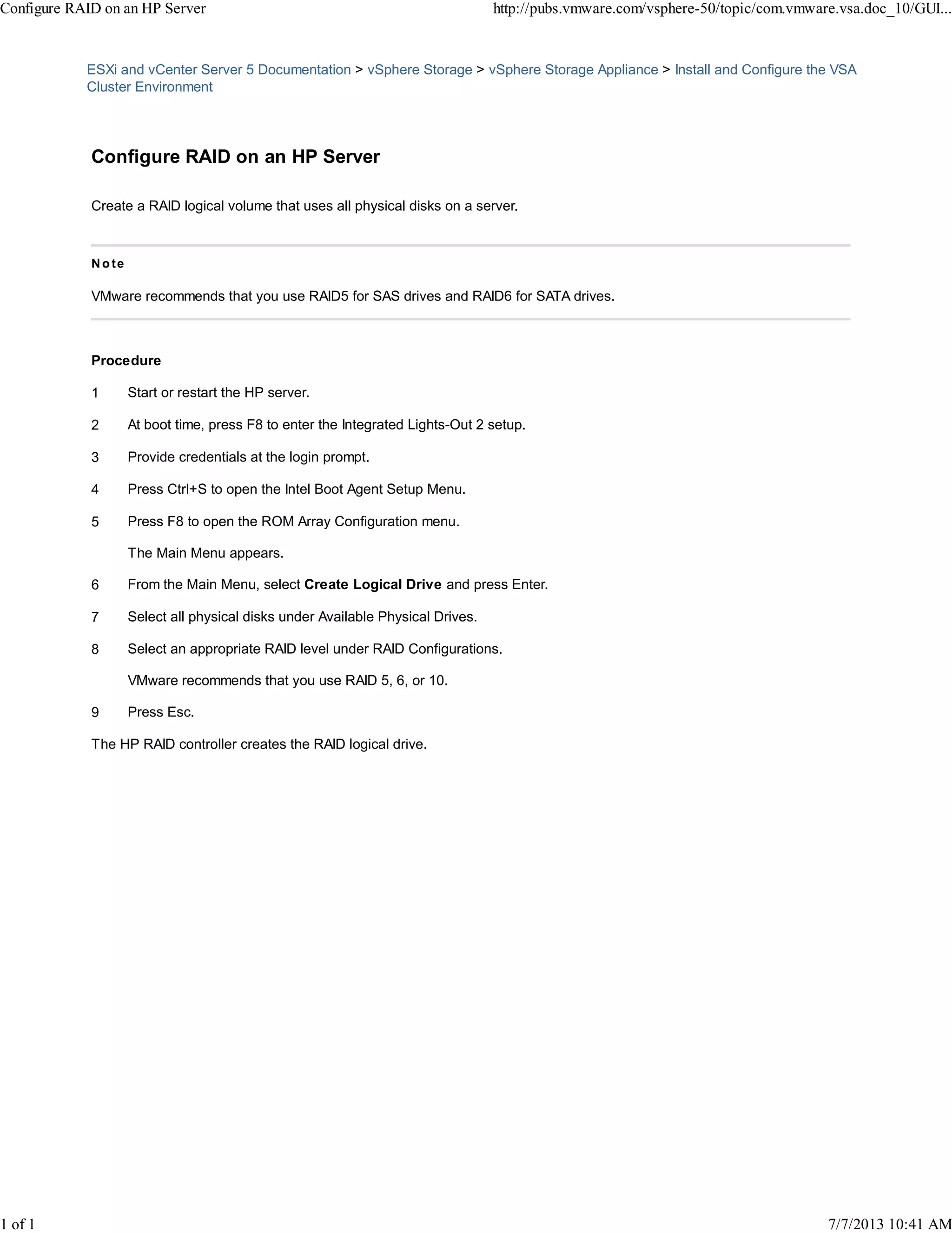 Configure raid on an hp server | PDF