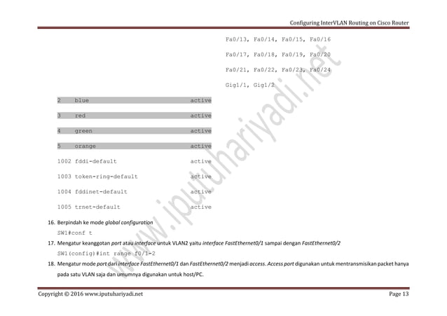 Configuring InterVLAN Routing on Cisco Router | PDF
