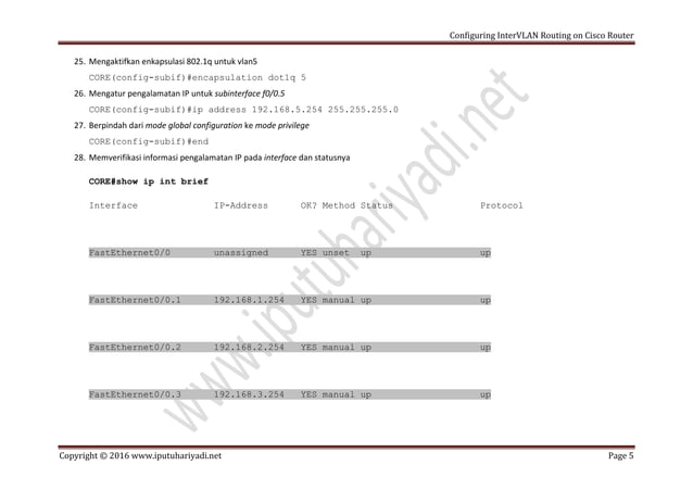 Configuring InterVLAN Routing on Cisco Router | PDF