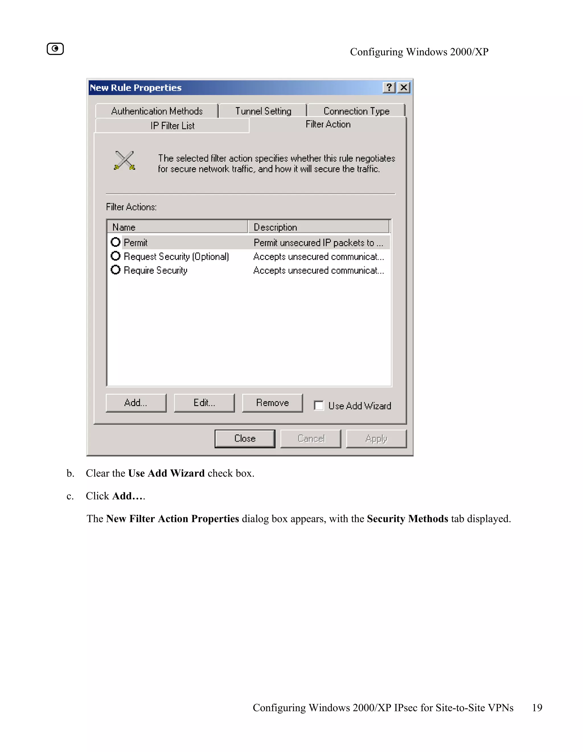 Configuring Windows 2000/XP IPsec for Site-to-Site VPN | PDF