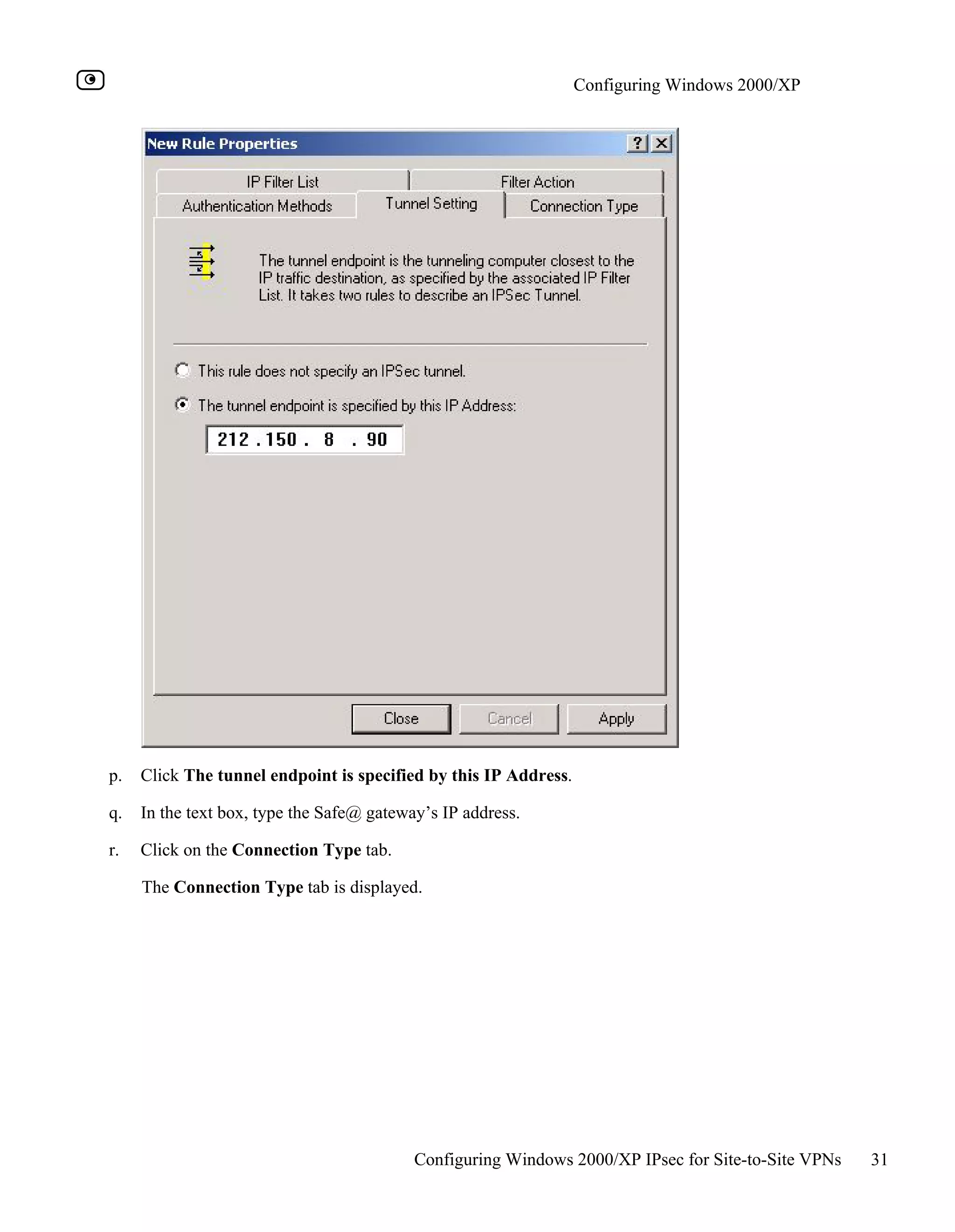 Configuring Windows 2000/XP IPsec for Site-to-Site VPN | PDF