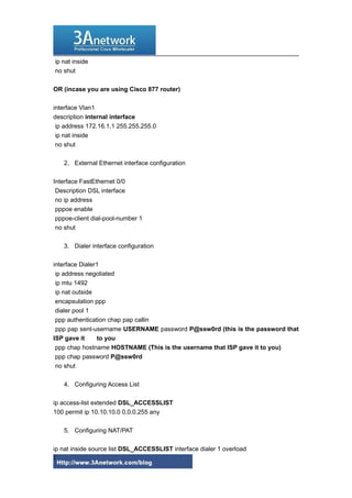 Configuring a Cisco Router as a PPPoE Client for DSL Connectivity | DOC