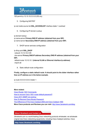 Configuring a Cisco Router as a PPPoE Client for DSL Connectivity | DOC