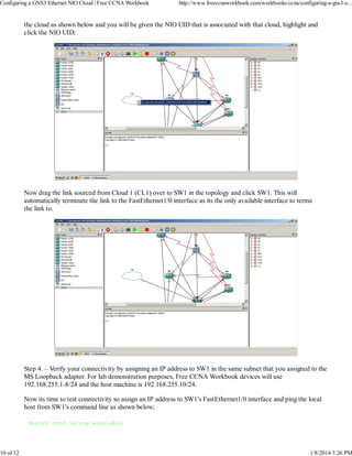 Configuring a gns3 ethernet nio cloud free ccna workbook | PDF | Cloud Computing | Internet