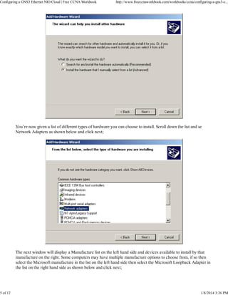 Configuring a gns3 ethernet nio cloud free ccna workbook | PDF | Cloud Computing | Internet