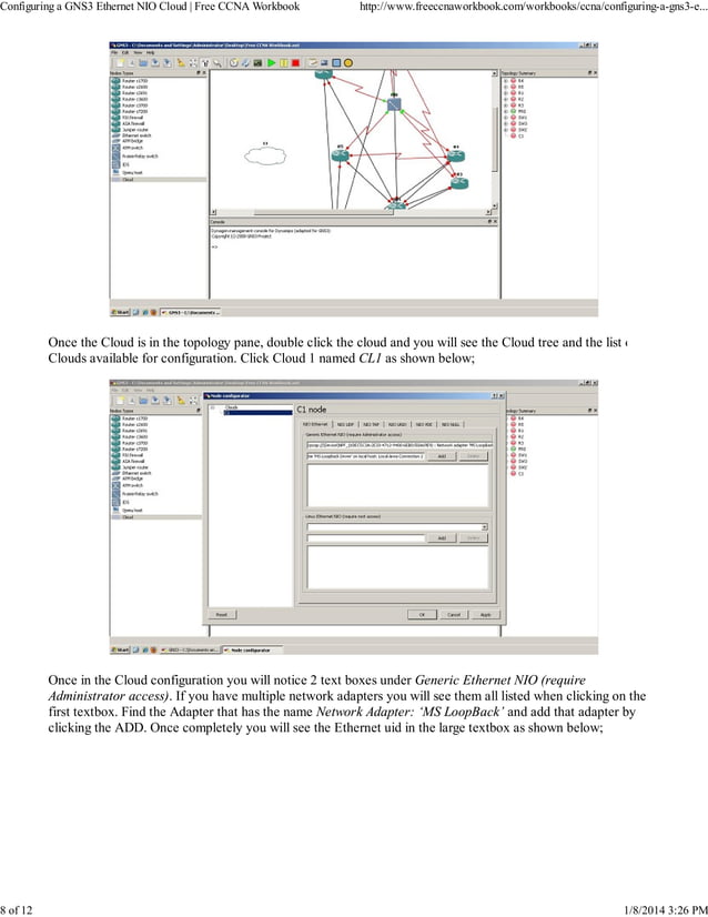 Configuring a gns3 ethernet nio cloud free ccna workbook | PDF | Cloud Computing | Internet
