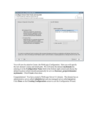 Configuring a web logic domain and server | DOC