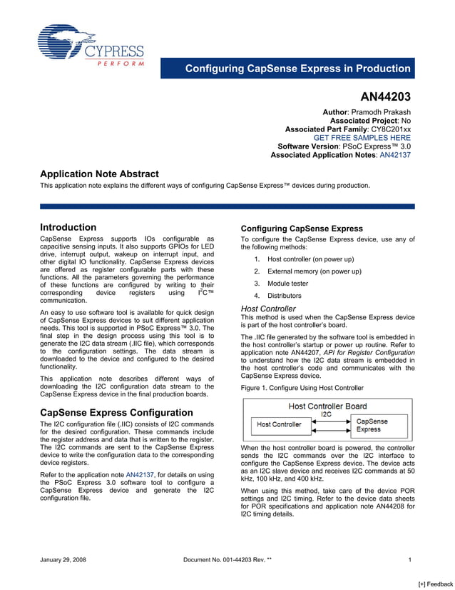 Configuring CapSense Express in Production | PDF