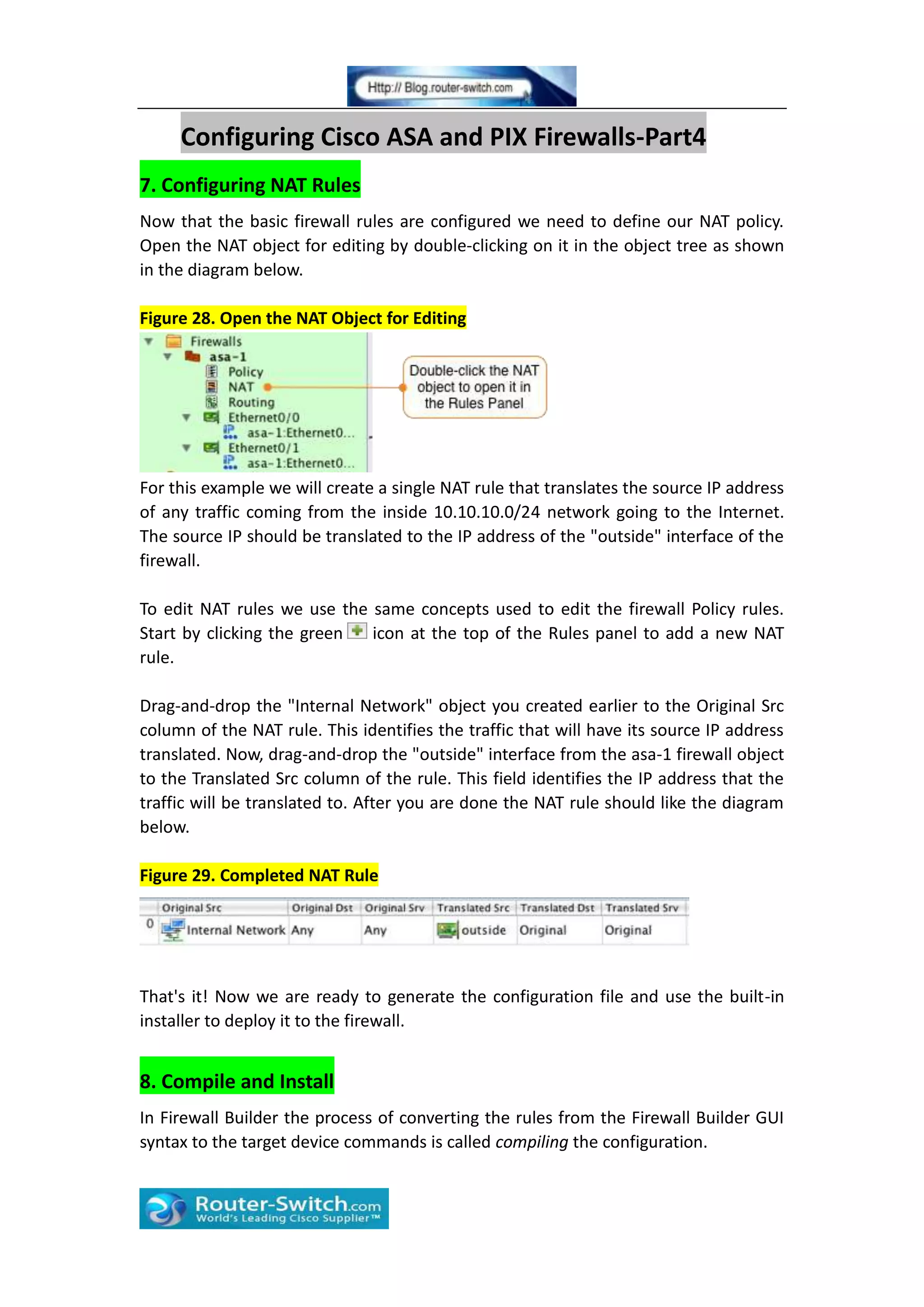 Configuring cisco asa and pix firewalls part4 | DOCX