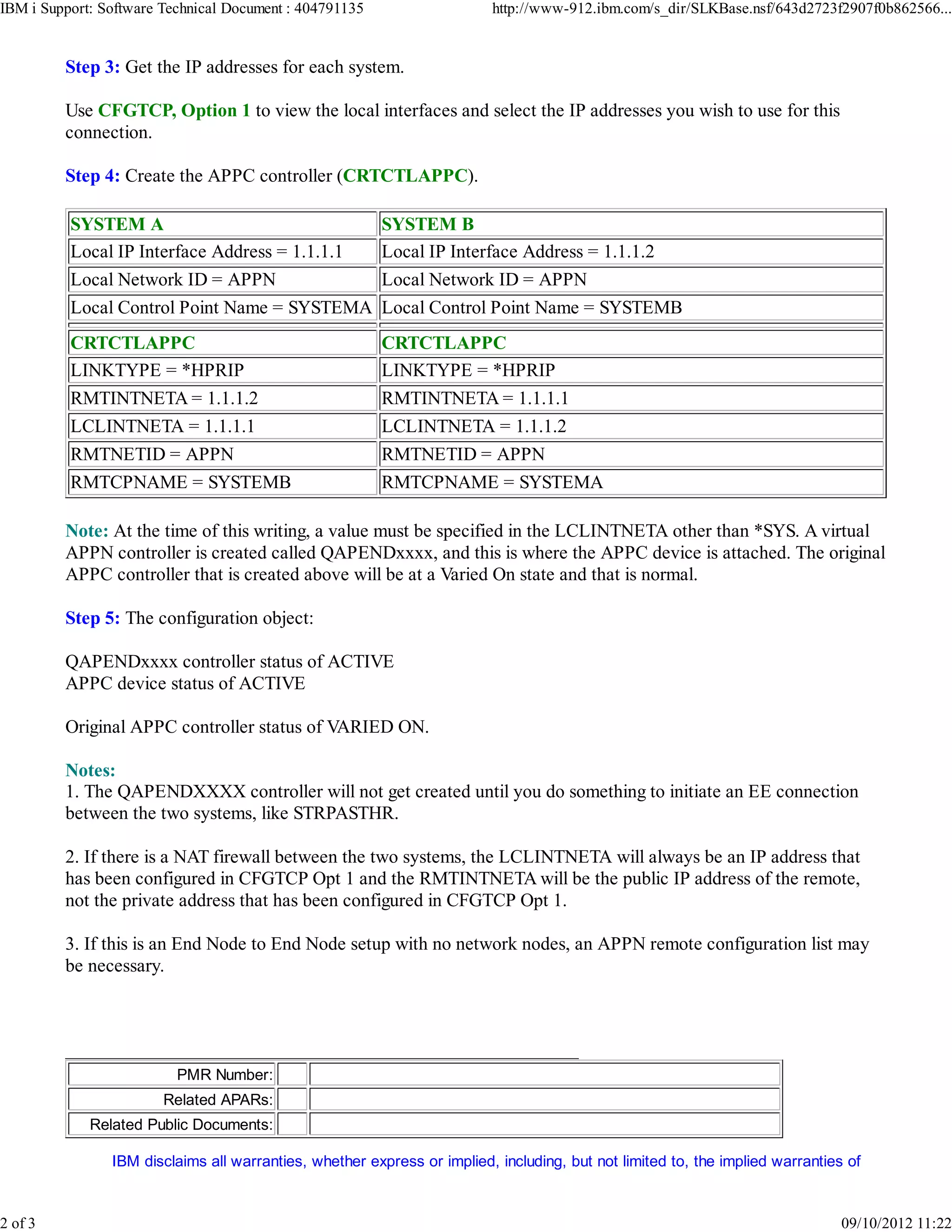 Configuring ee (enterprise extender) between two ibm system i systems ...