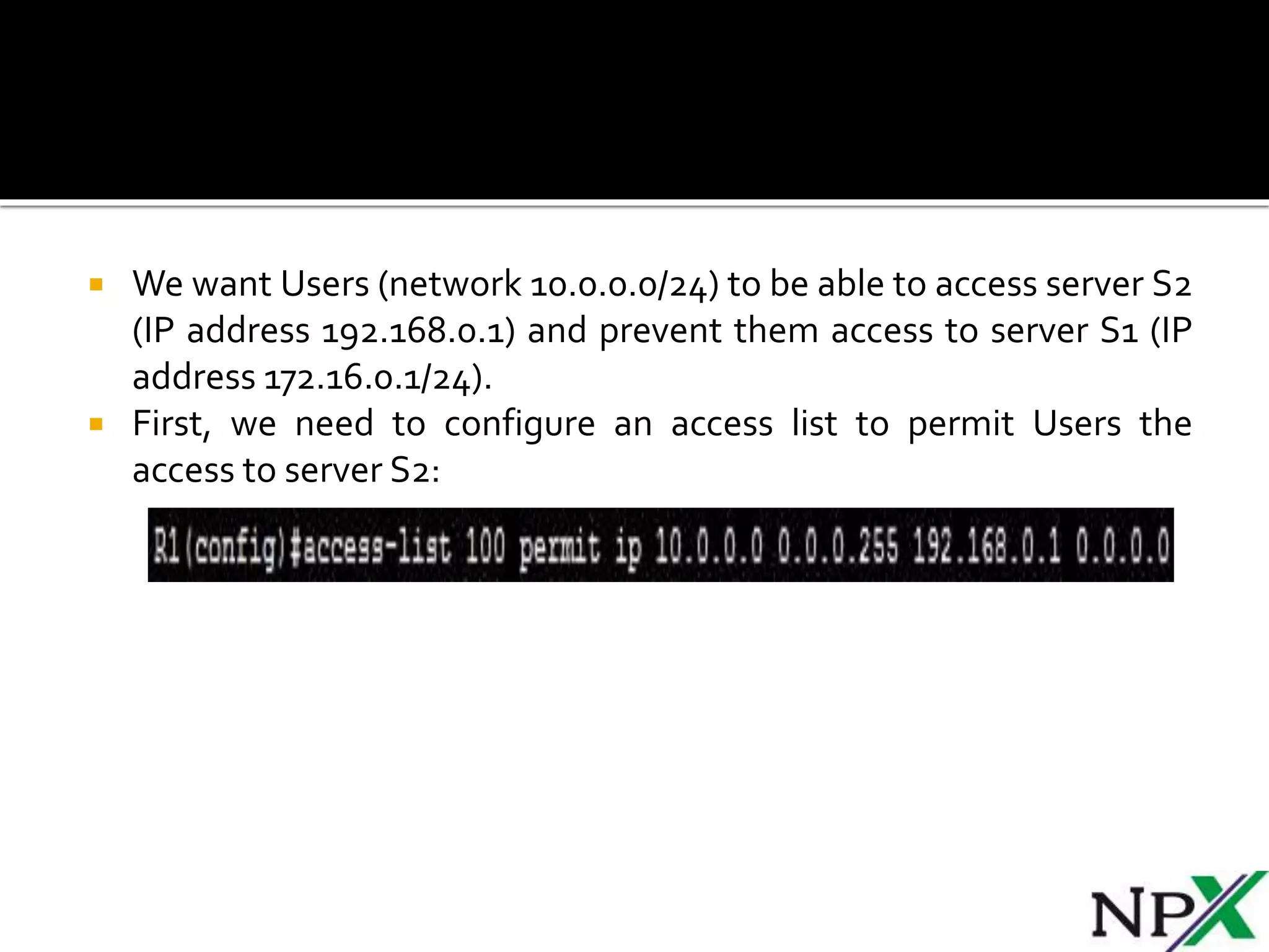 Configuring extended ACLs | PPT