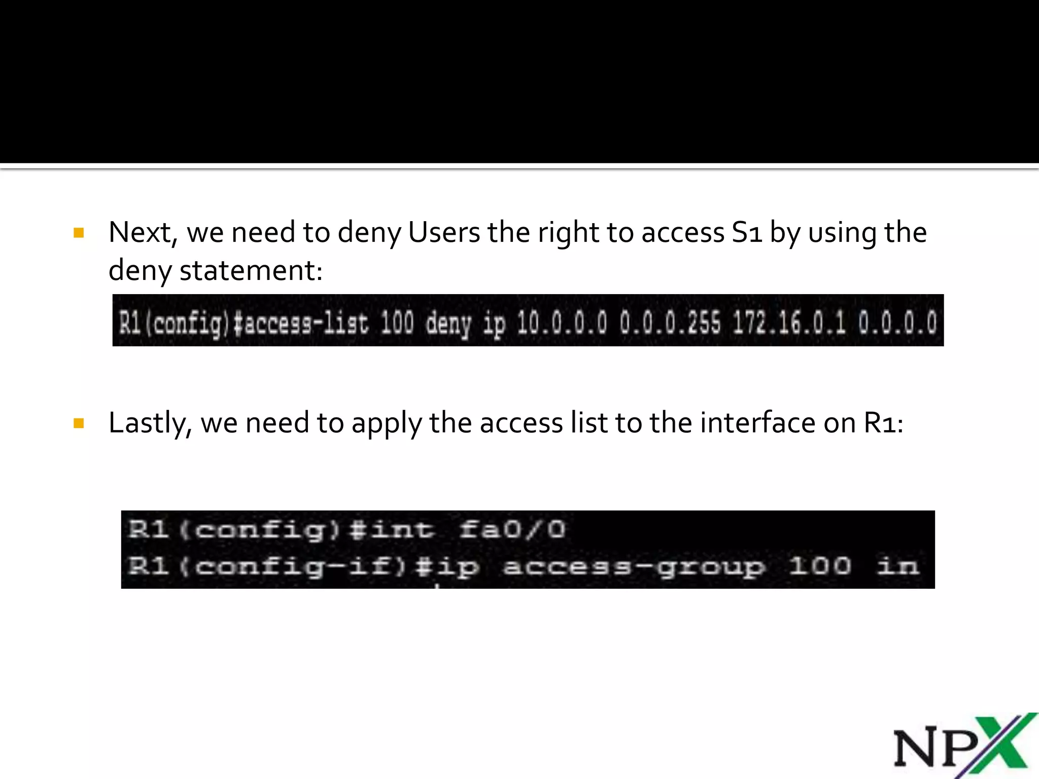 Configuring extended ACLs | PPT