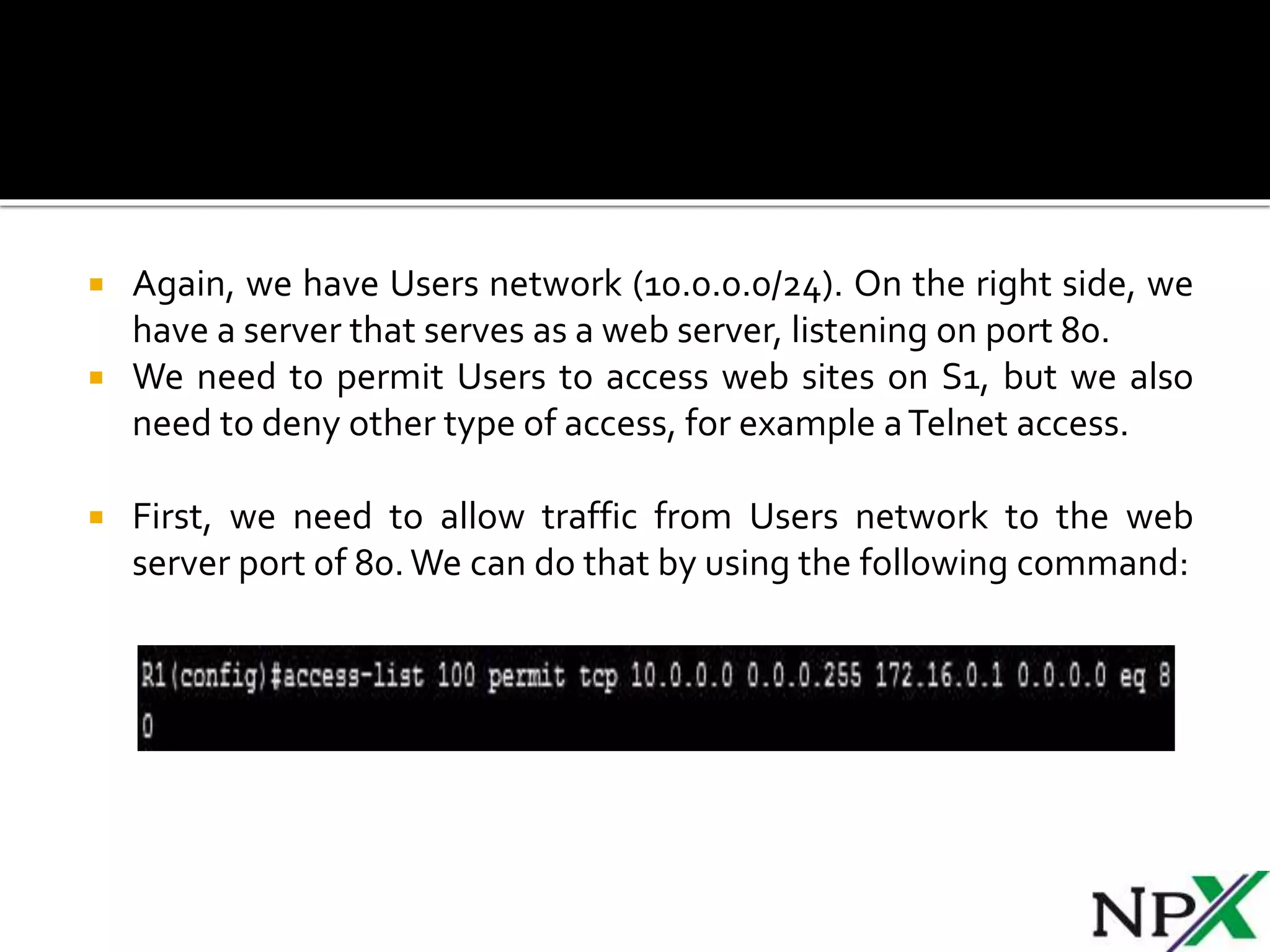 Configuring extended ACLs | PPT