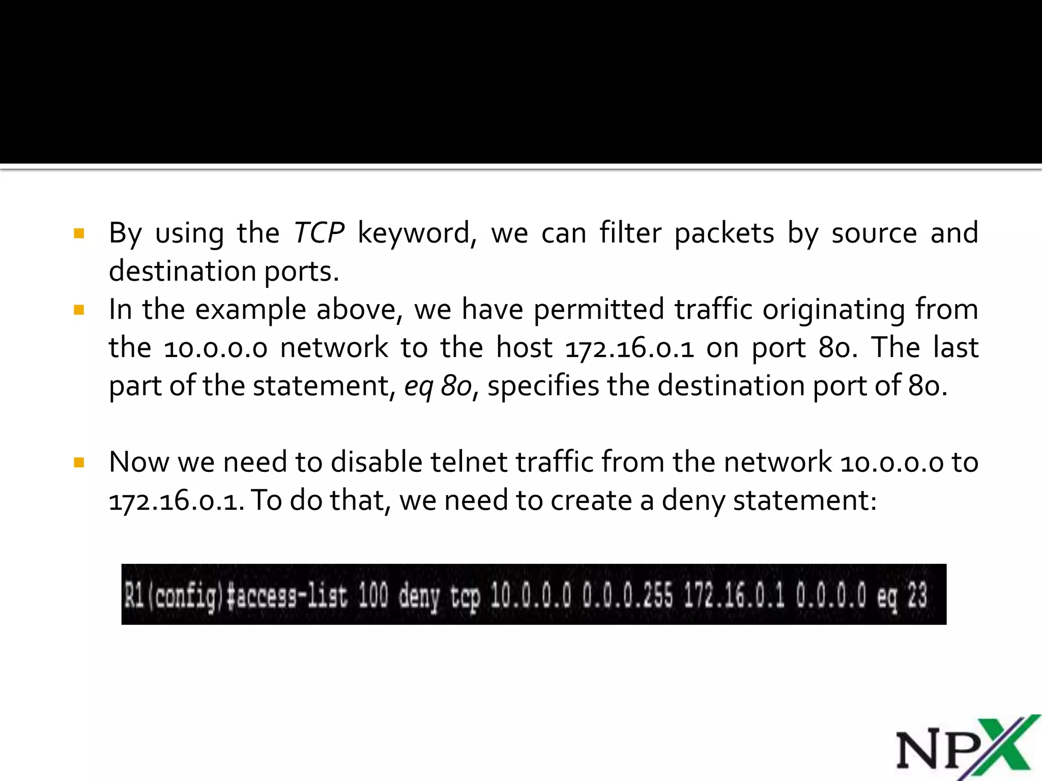 Configuring extended ACLs | PPT