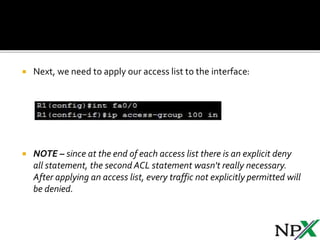 Configuring extended ACLs | PPT