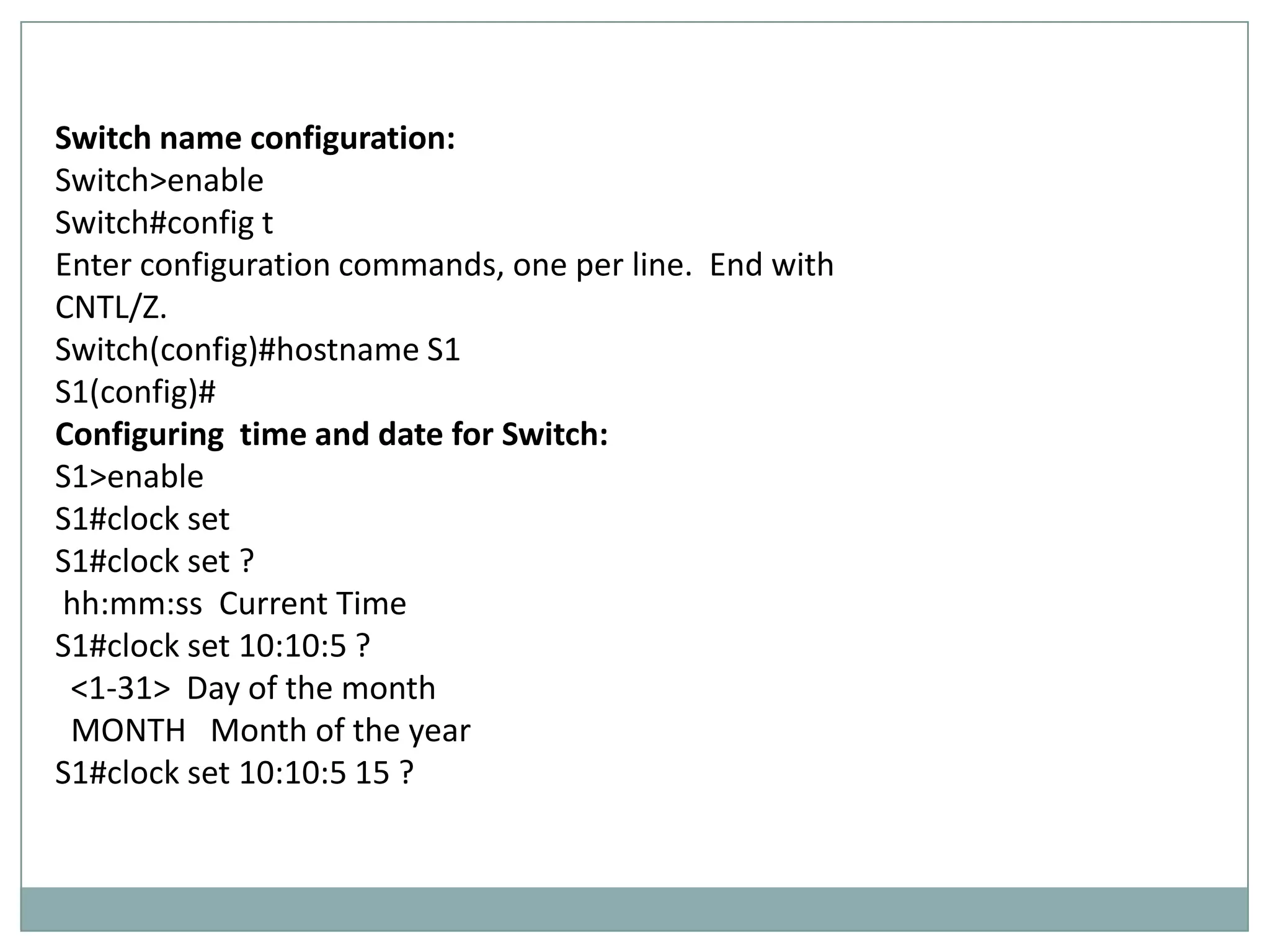 Configuring Hostname Time And Login Message For Cisco Switch Ppt