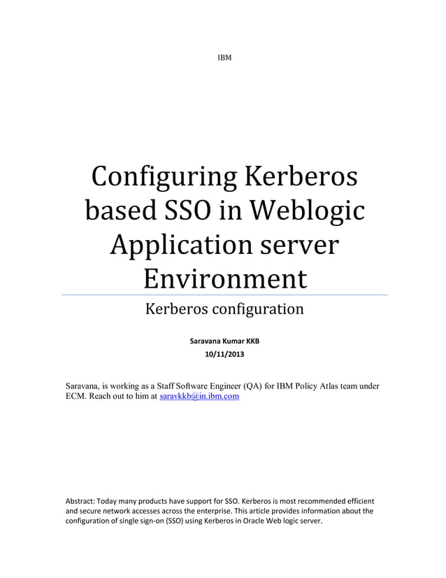 Configuring kerberos based sso in weblogic | PDF | Operating Systems | Computer Software and ...