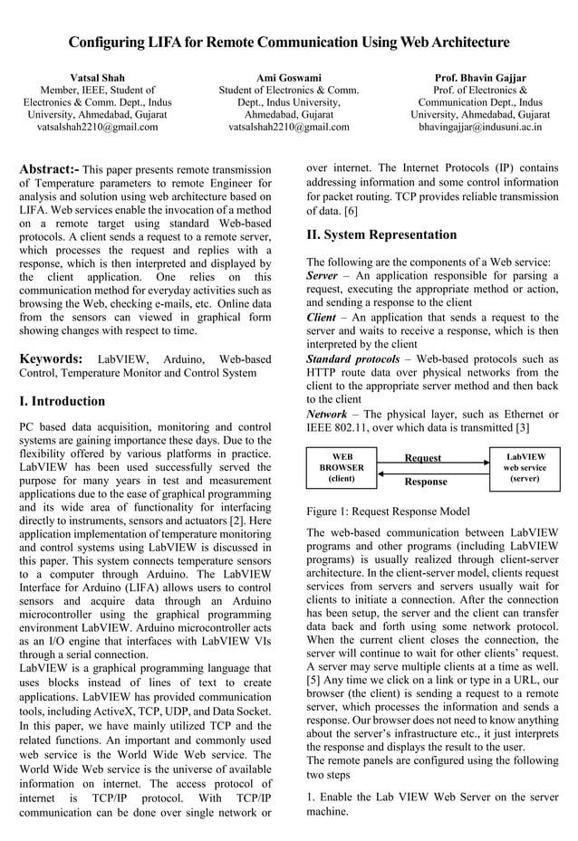 Configuring LIFA for remote communication using web architecture | PDF