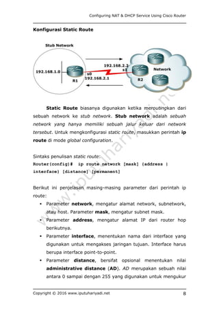 Configuring NAT & DHCP Service Using Cisco Router | PDF