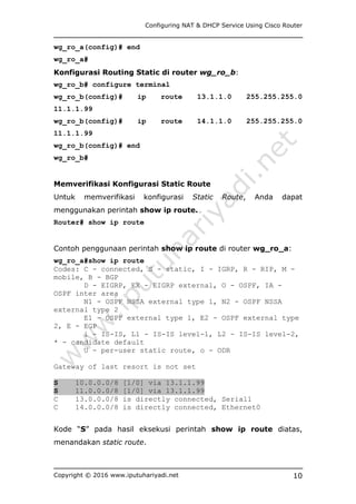 Configuring NAT & DHCP Service Using Cisco Router | PDF