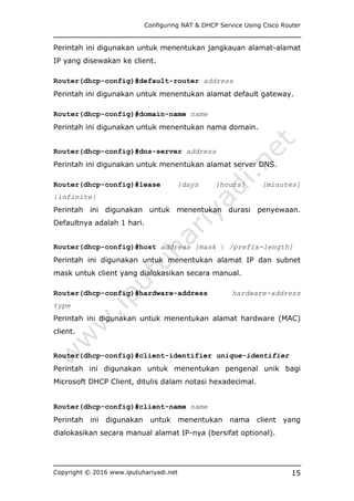 Configuring NAT & DHCP Service Using Cisco Router | PDF
