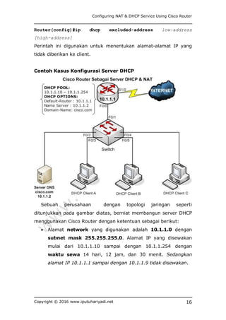 Configuring NAT & DHCP Service Using Cisco Router | PDF