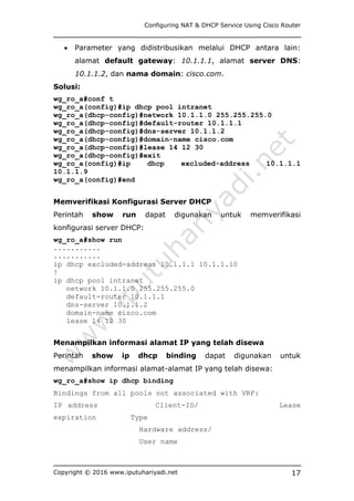 Configuring NAT & DHCP Service Using Cisco Router | PDF