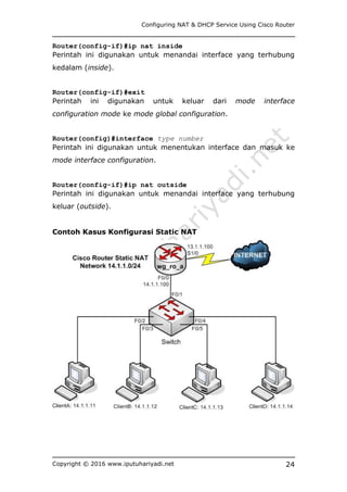 Configuring NAT & DHCP Service Using Cisco Router | PDF