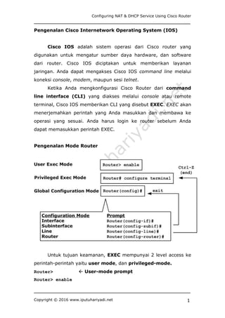 Configuring NAT & DHCP Service Using Cisco Router | PDF