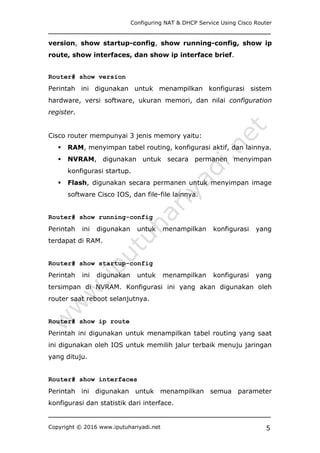 Configuring NAT & DHCP Service Using Cisco Router | PDF