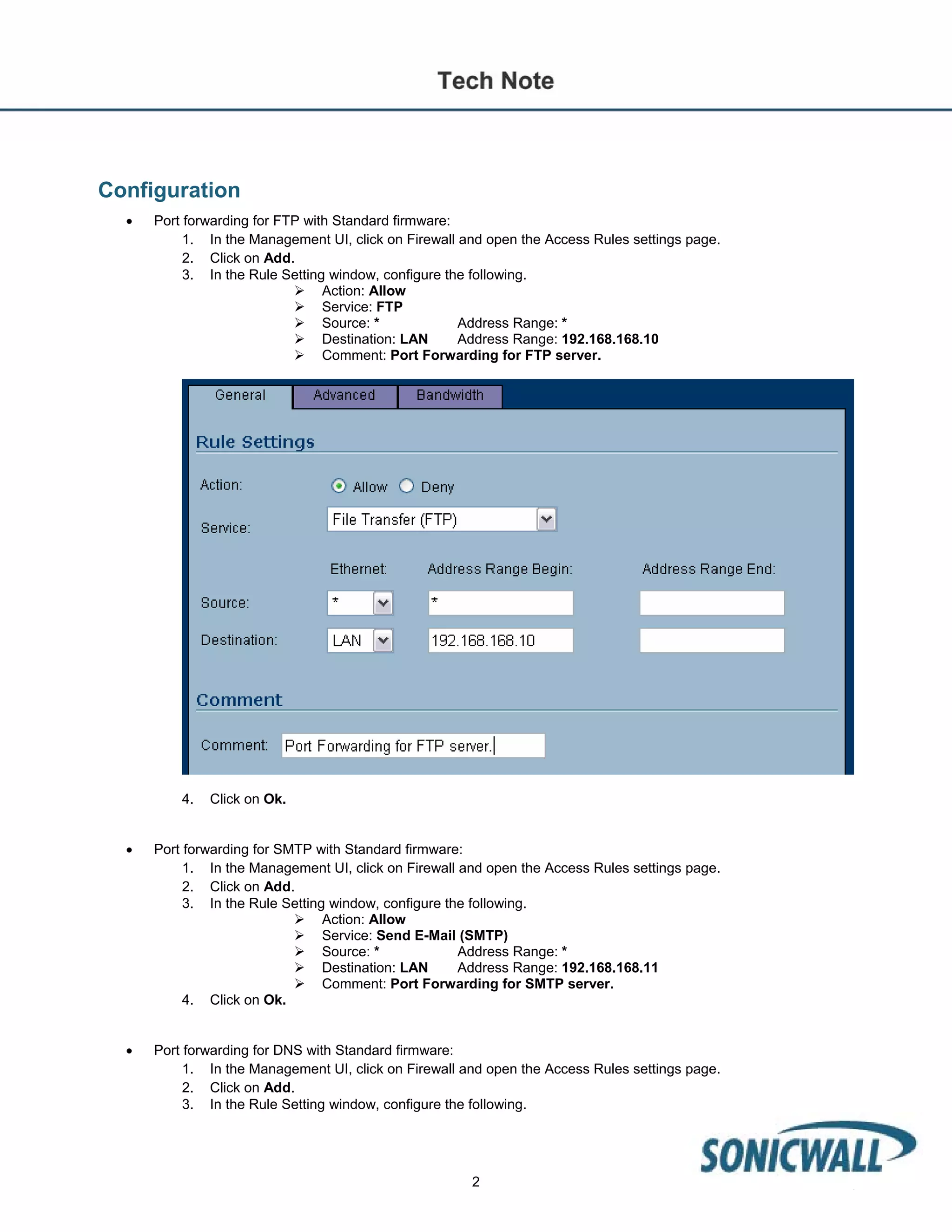 Configuring sonic wall__port_forwarding | PDF