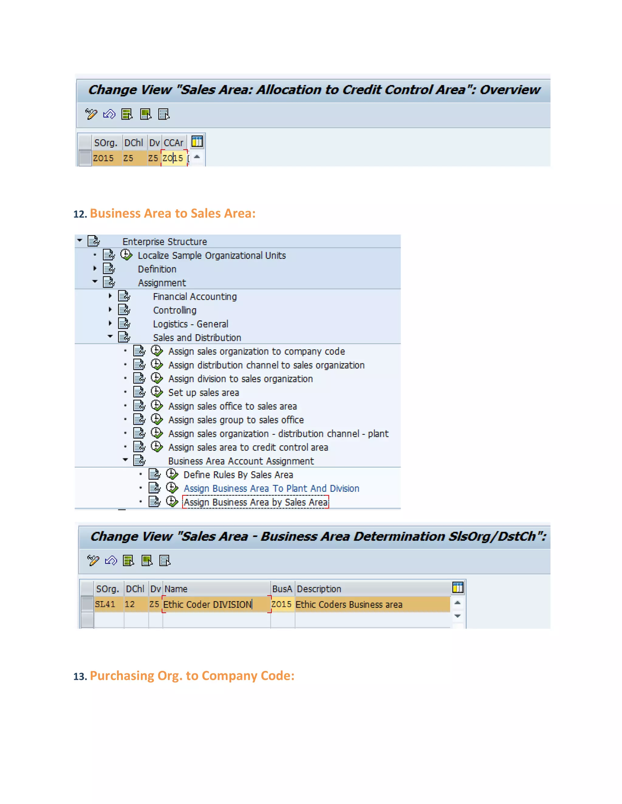 Configuring SAP Organization Structure for SAP MM,SD,FI | PDF