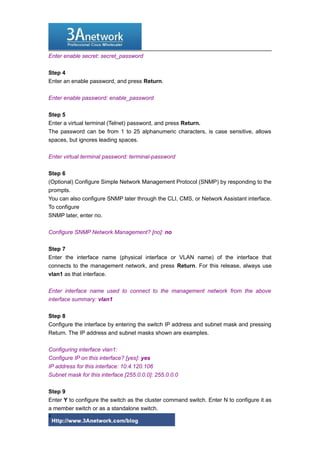Configuring the cisco switch with the cli based setup program | PDF