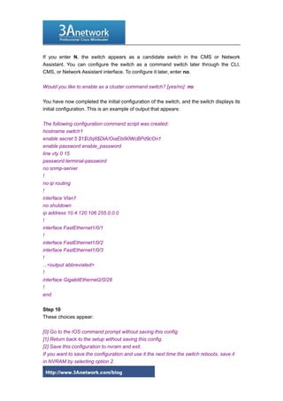 Configuring the cisco switch with the cli based setup program | PDF