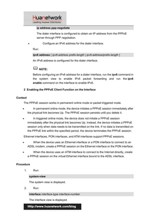 Configuring the Device as a PPPoE Client on Huawei AR1200 | DOC