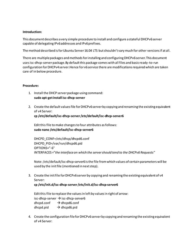 Configuring ubuntu 16.04 server as dhc pv6 server | PDF | Free Download