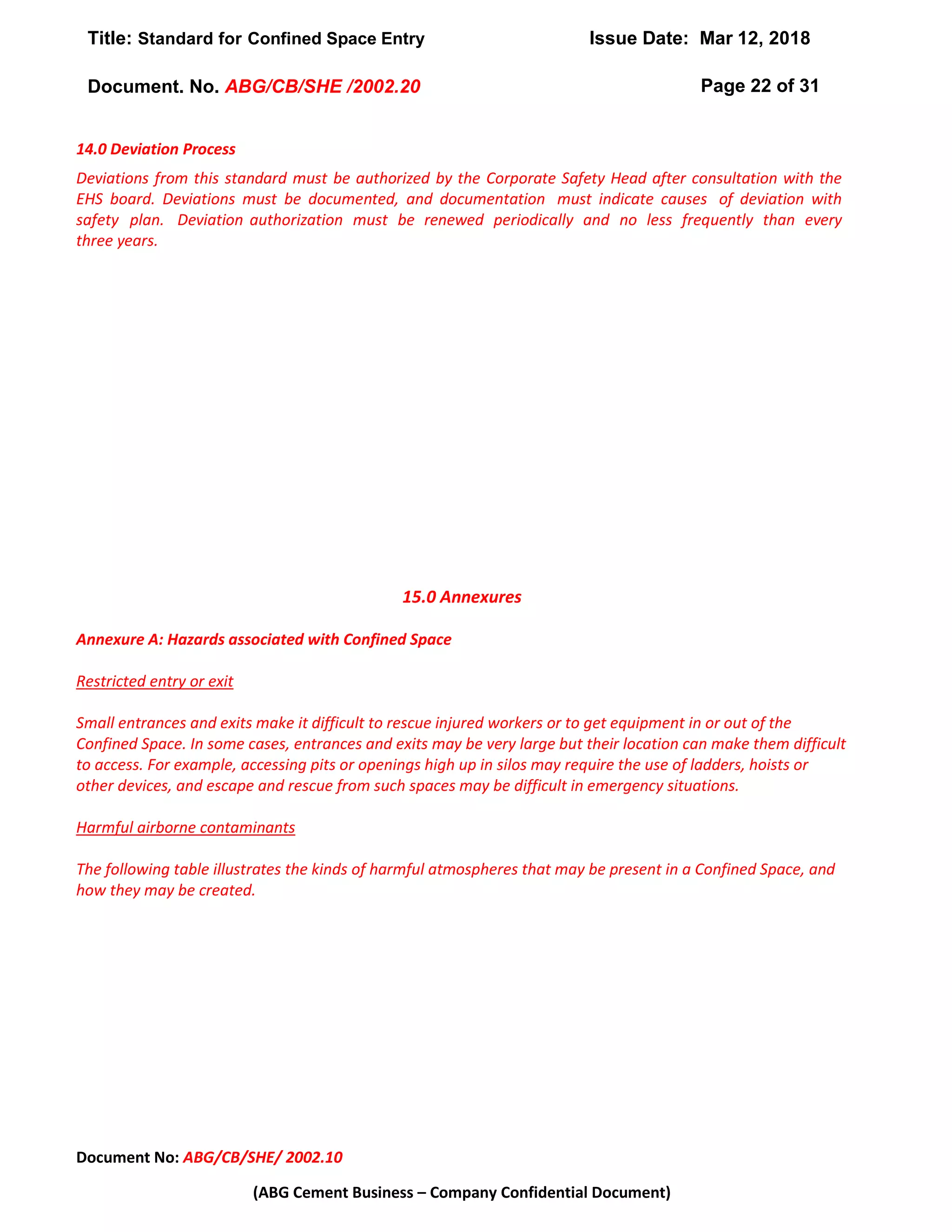 Confined space entry | PDF