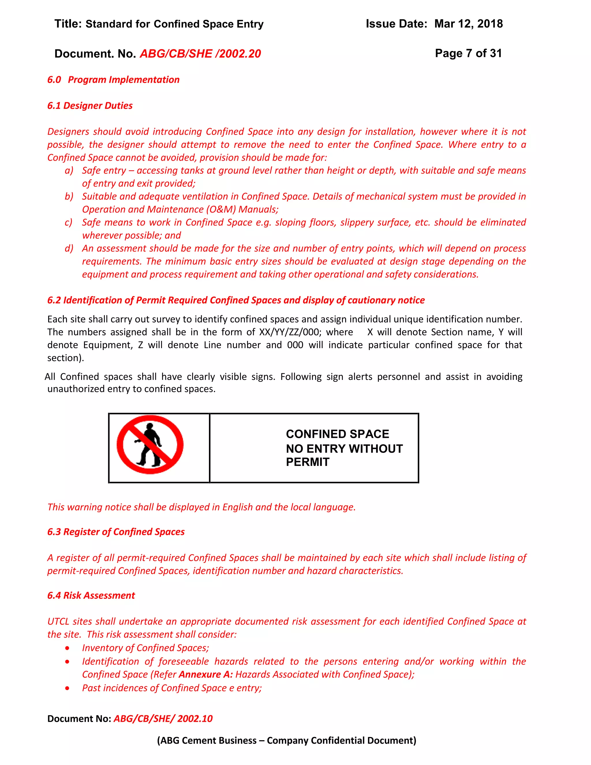 Confined space entry | PDF