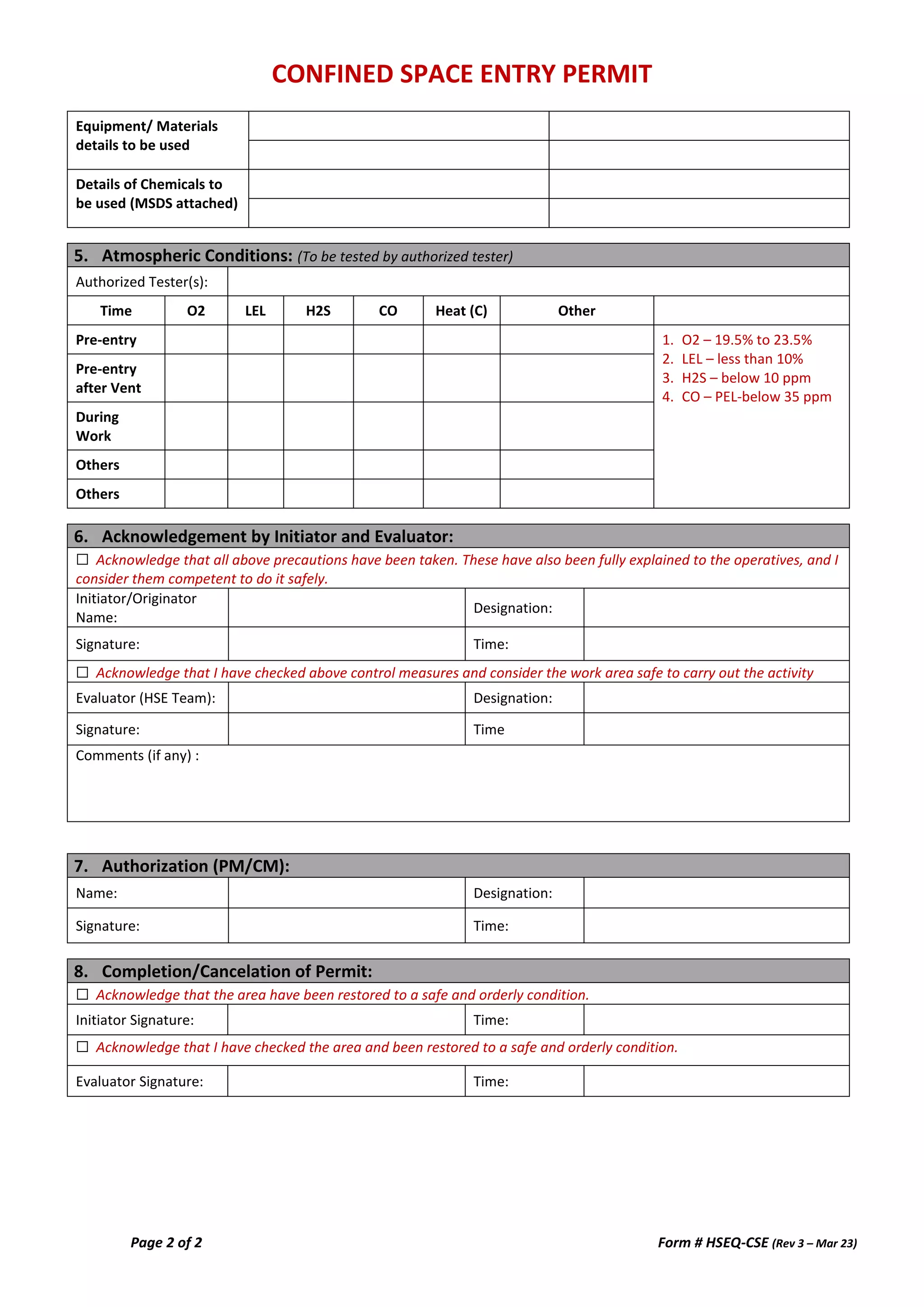 CONFINED SPACE ENTRY PERMIT Form # HSEQ - CSE Rev 3.docx
