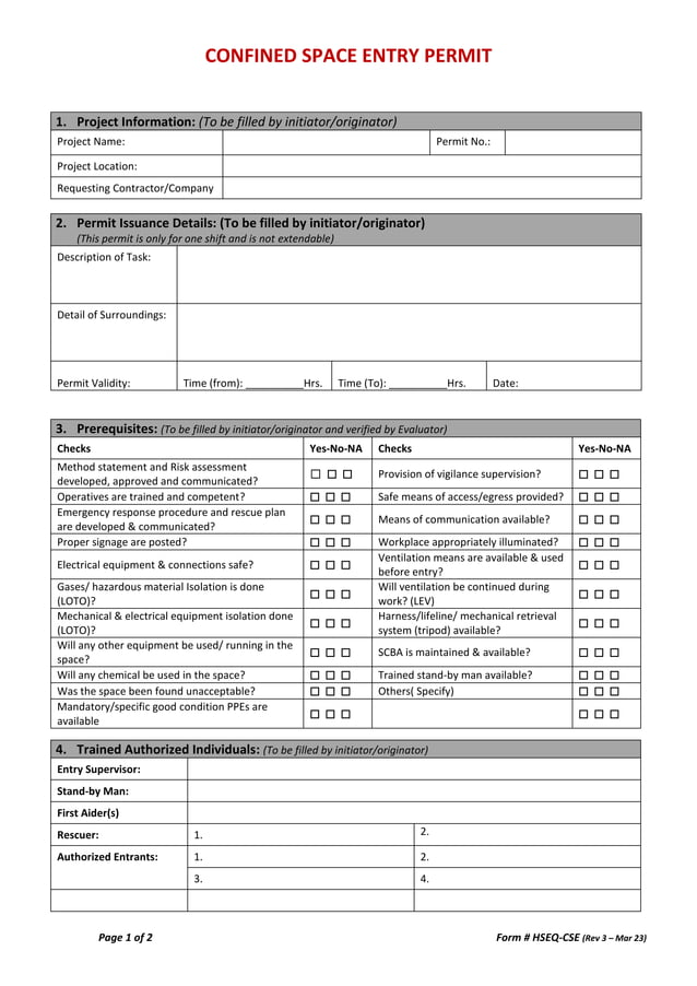 CONFINED SPACE ENTRY PERMIT Form # HSEQ - CSE Rev 3.docx