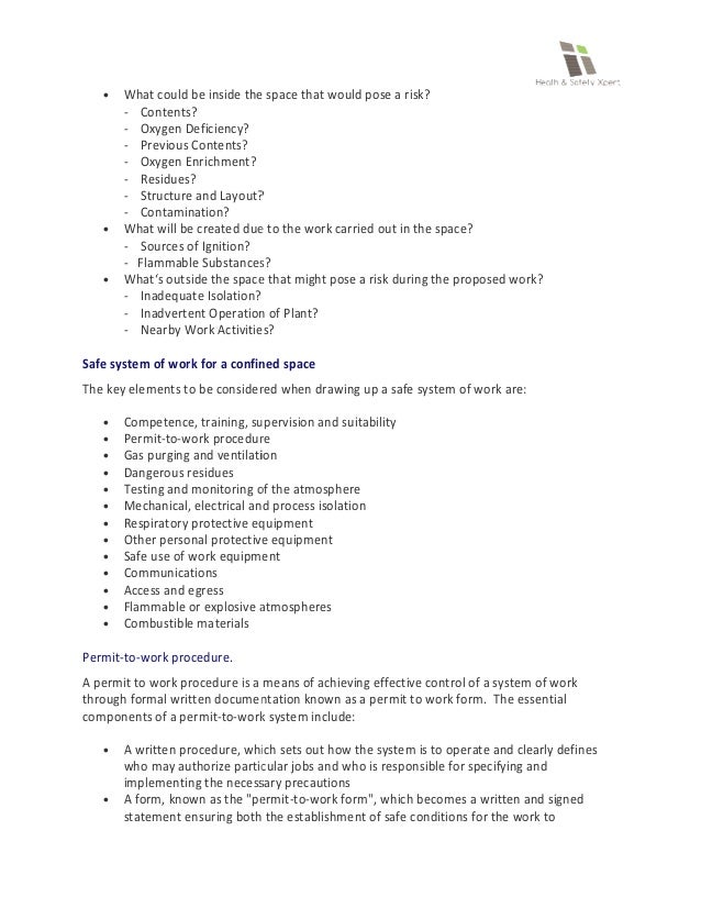 Confined space – hazards –risk –control measures