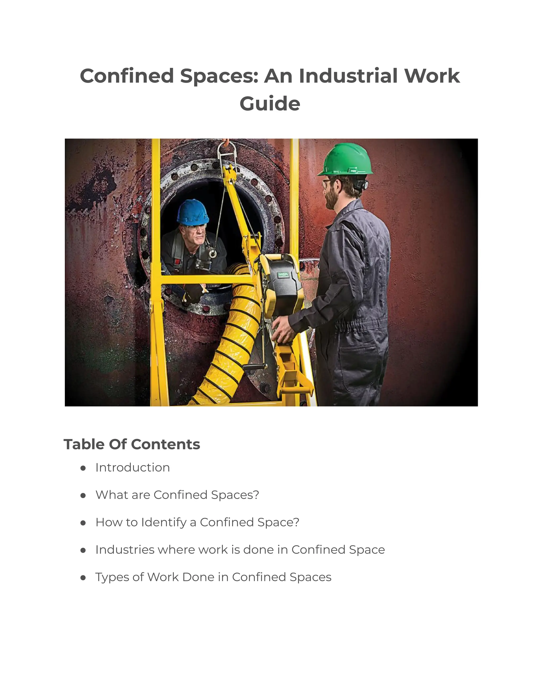 Confined Spaces: An Industrial Work Guide | PDF