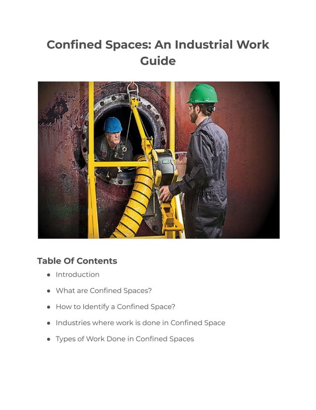 Confined Spaces: An Industrial Work Guide | PDF